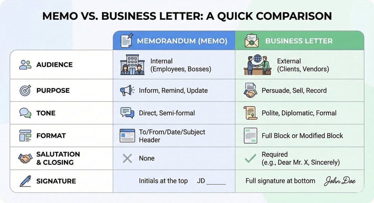 Memo vs Business Letter: Key Differences & When to Use Which